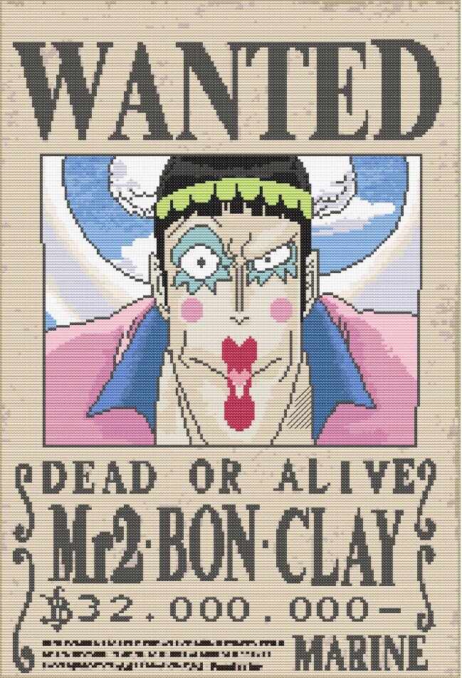 One Piece Bon Clay Bounty Poster - Cross Stitch Pattern - Etsy