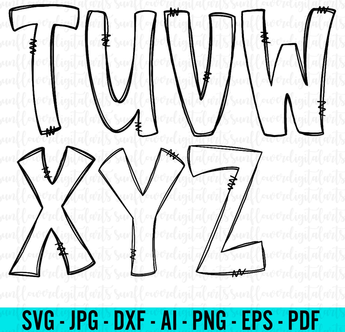 Font Svg, Alphabet Svg, Outline Font Svg, Doodle Font Svg,handwritten ...