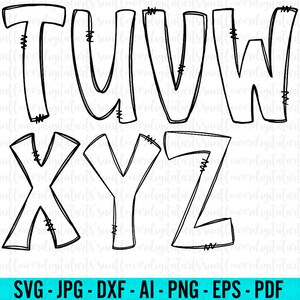 Font Svg, Alphabet Svg, Outline Font Svg, Doodle Font Svg,handwritten ...