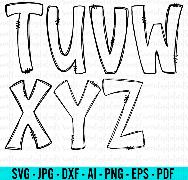 Font Svg, Alphabet Svg, Outline Font Svg, Doodle Font Svg,handwritten ...