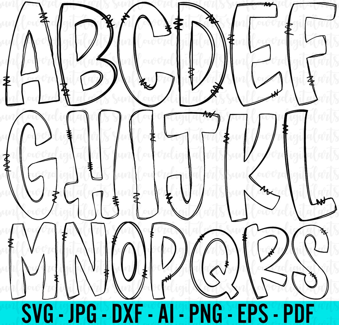 Font Svg, Alphabet Svg, Outline Font Svg, Doodle Font Svg,handwritten ...