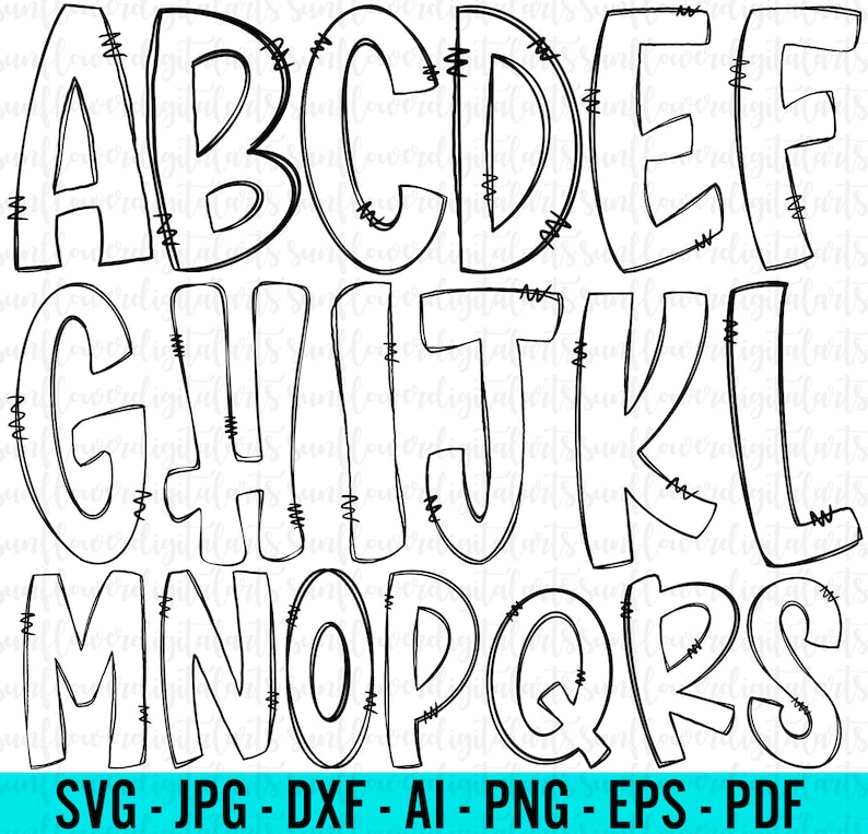 Font Svg, Alphabet Svg, Outline Font Svg, Doodle Font Svg,handwritten ...