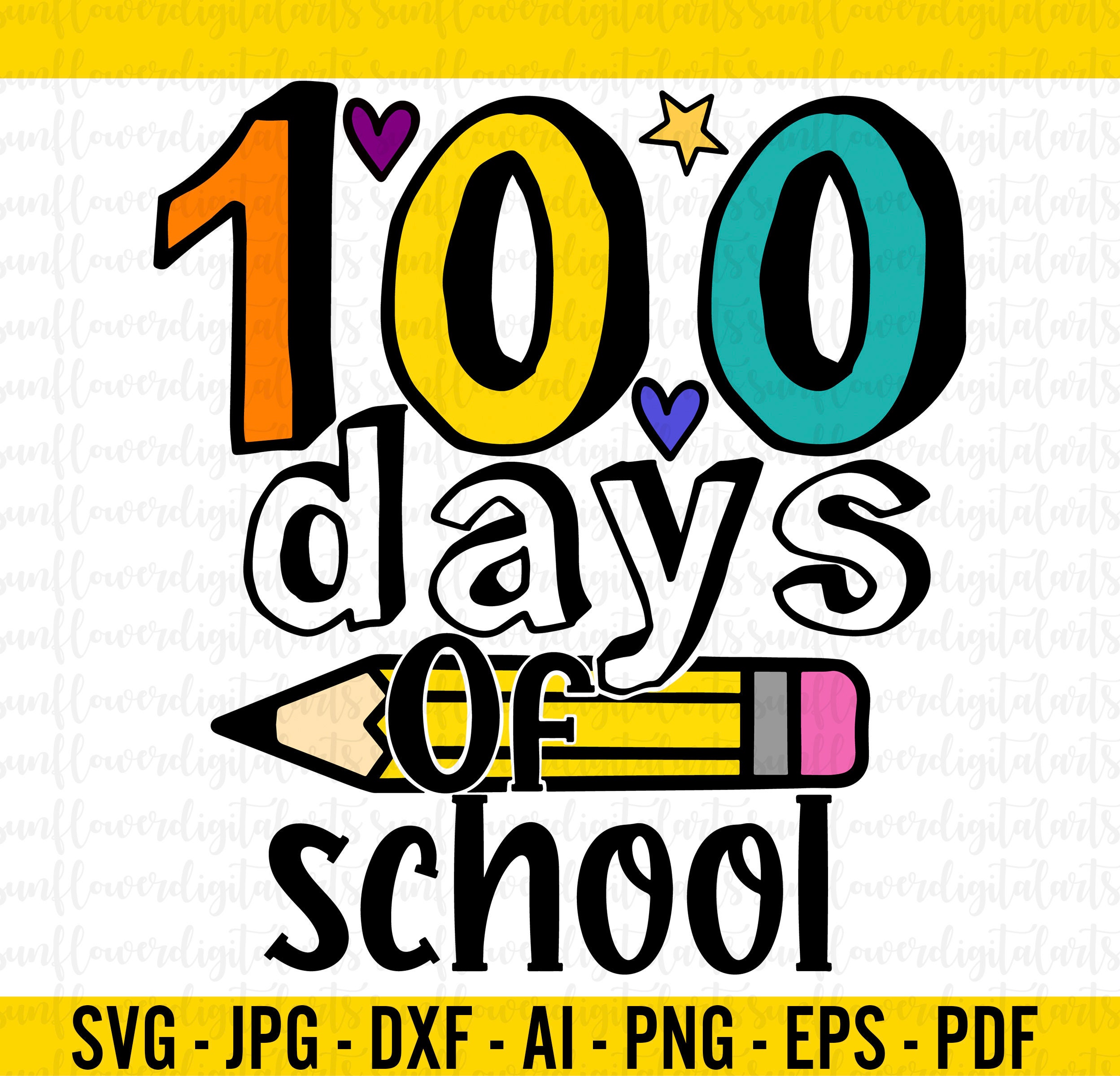 100 Days of School SVG, 100 Days of School, 100 Days SVG, Back to ...