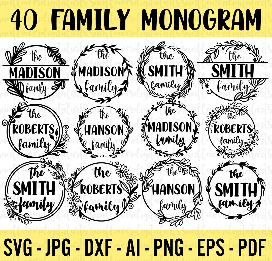 Family Name Monogram SVG Bundle, Monogram SVG, Split Monogram Svg ...