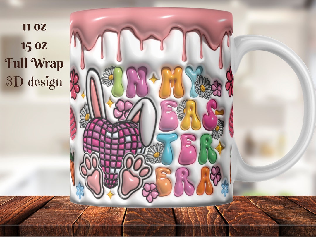 3D Inflated Easter Day Mug Wrap PNG, 3D Easter Day Puffy Mug Wrap PNG ...