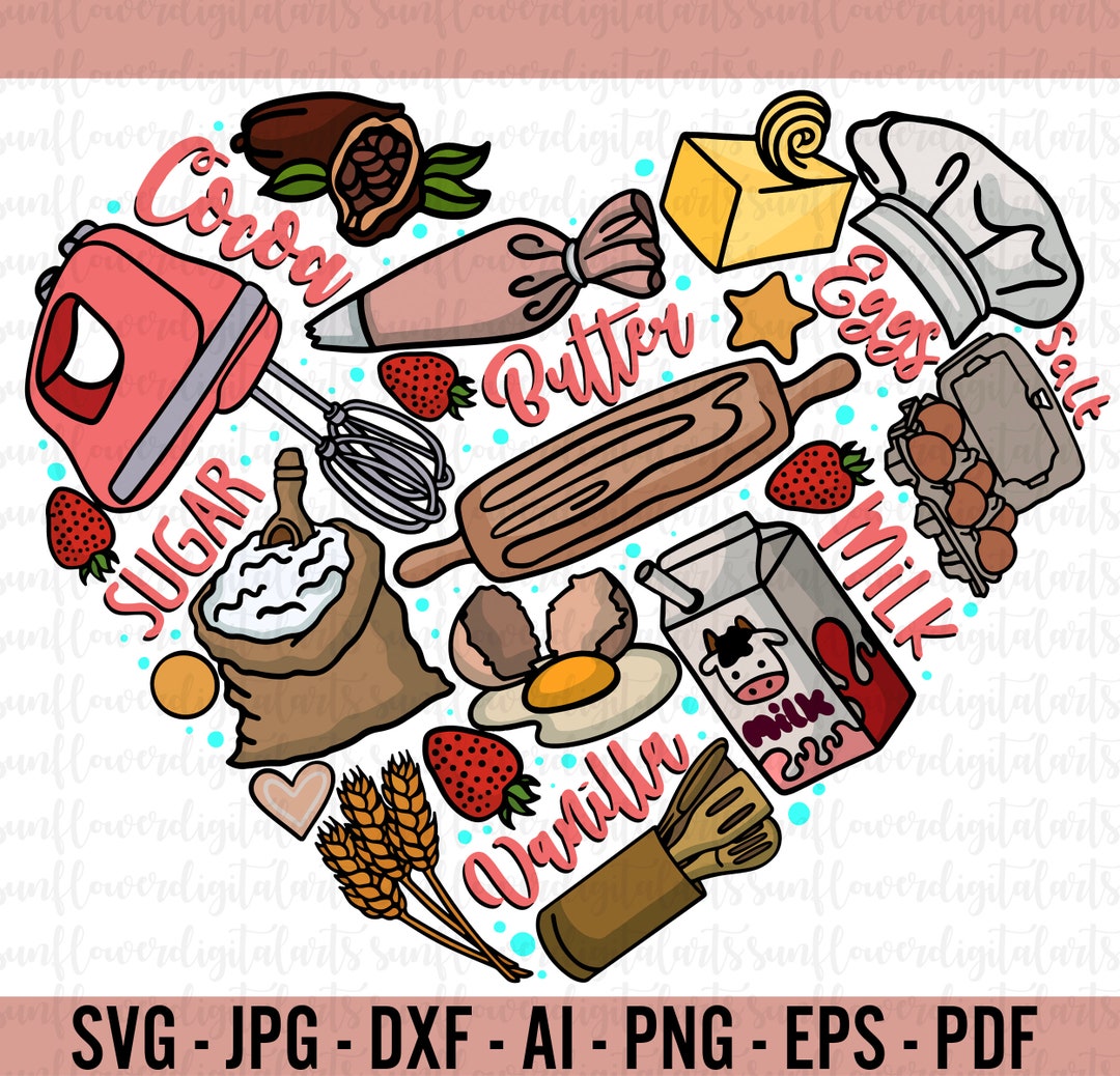 Kitchen Heart Svg, I Love Baking Svg, Kitchen Decor Svg, Kitchen Sign ...