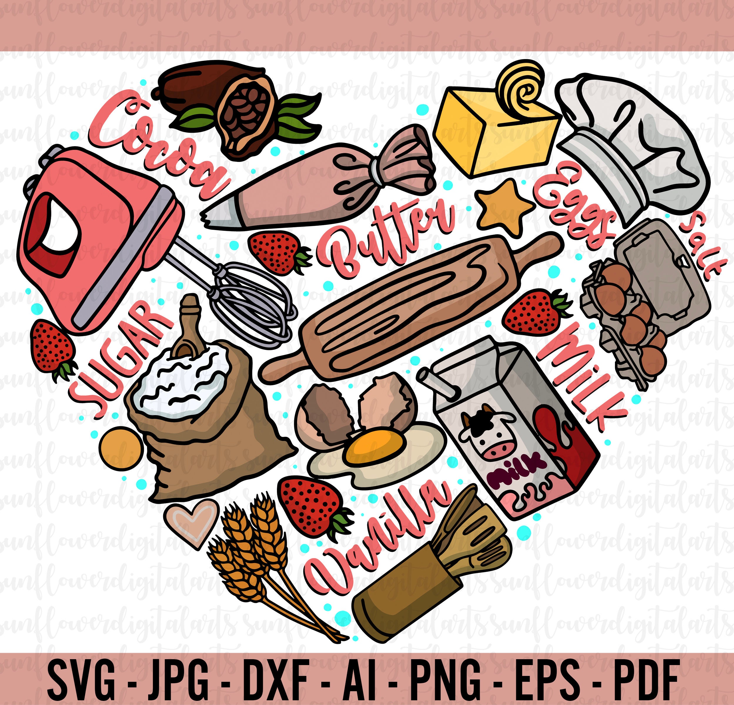 Kitchen Heart Svg, I Love Baking Svg, Kitchen Decor Svg, Kitchen Sign ...