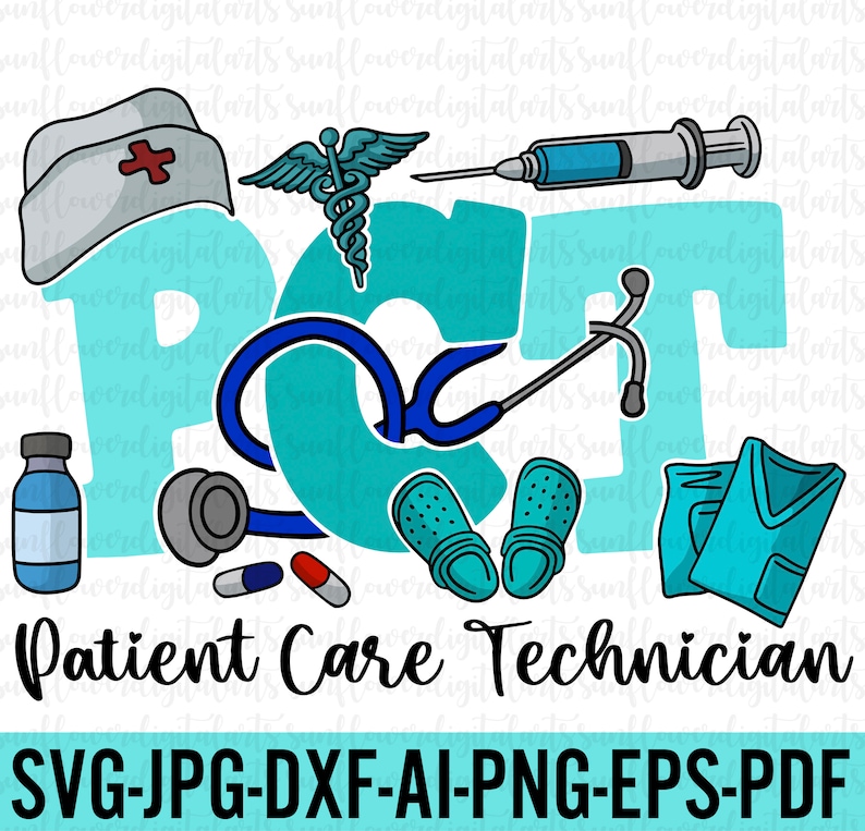 PCT Patient Care Technician Svg Png, PCT Svg, Patient Care Tech Svg ...