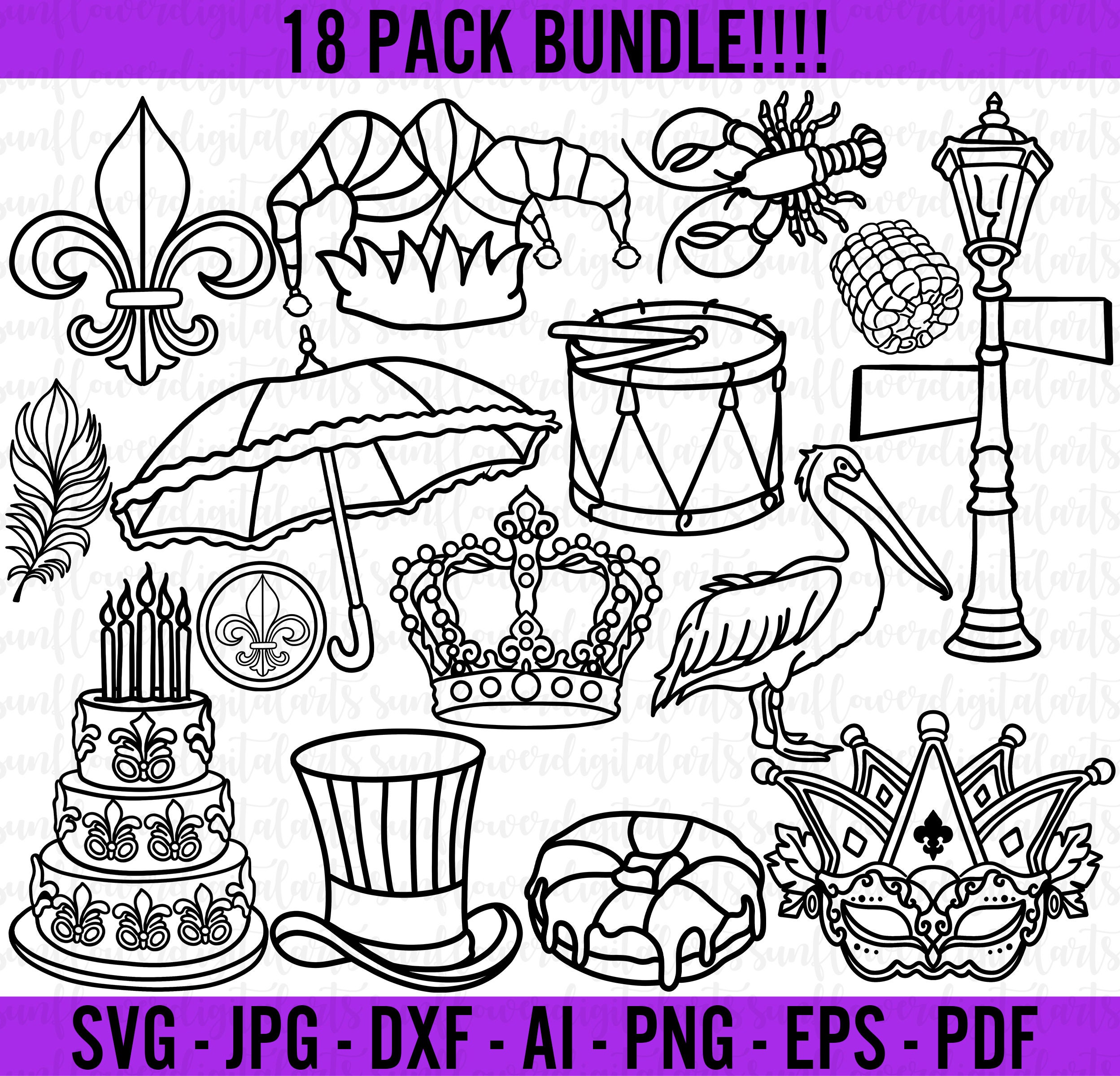 Mardi Gras SVG Bundle , Louisiana SVG, New Orleans SVG, Mardi Gras ...