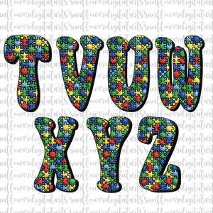 Autism Alphabet Png, 3D Font Inflated Png, Alphabet PNG, Handwritten ...