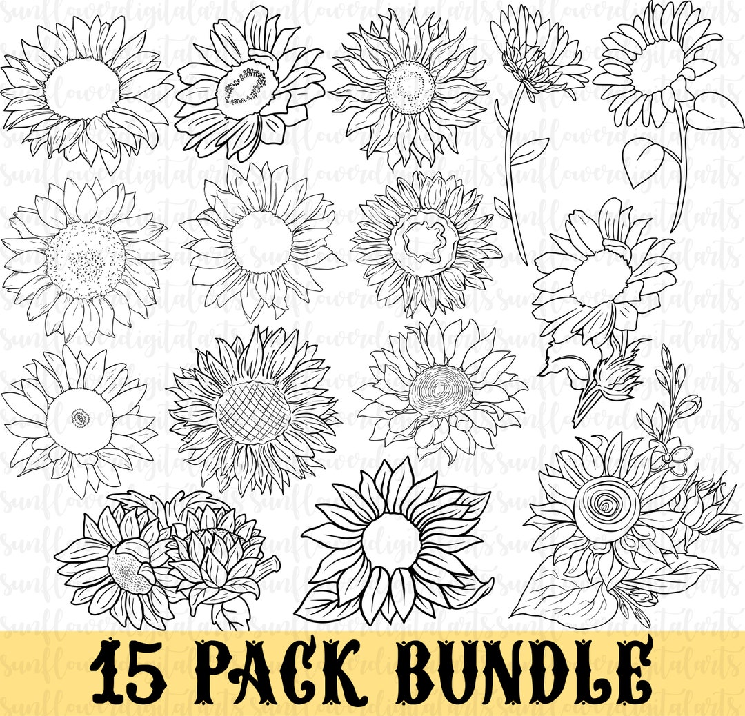 Sunflower SVG Bundle, Sunflower SVG, Flower Svg, Monogram Svg, Half ...
