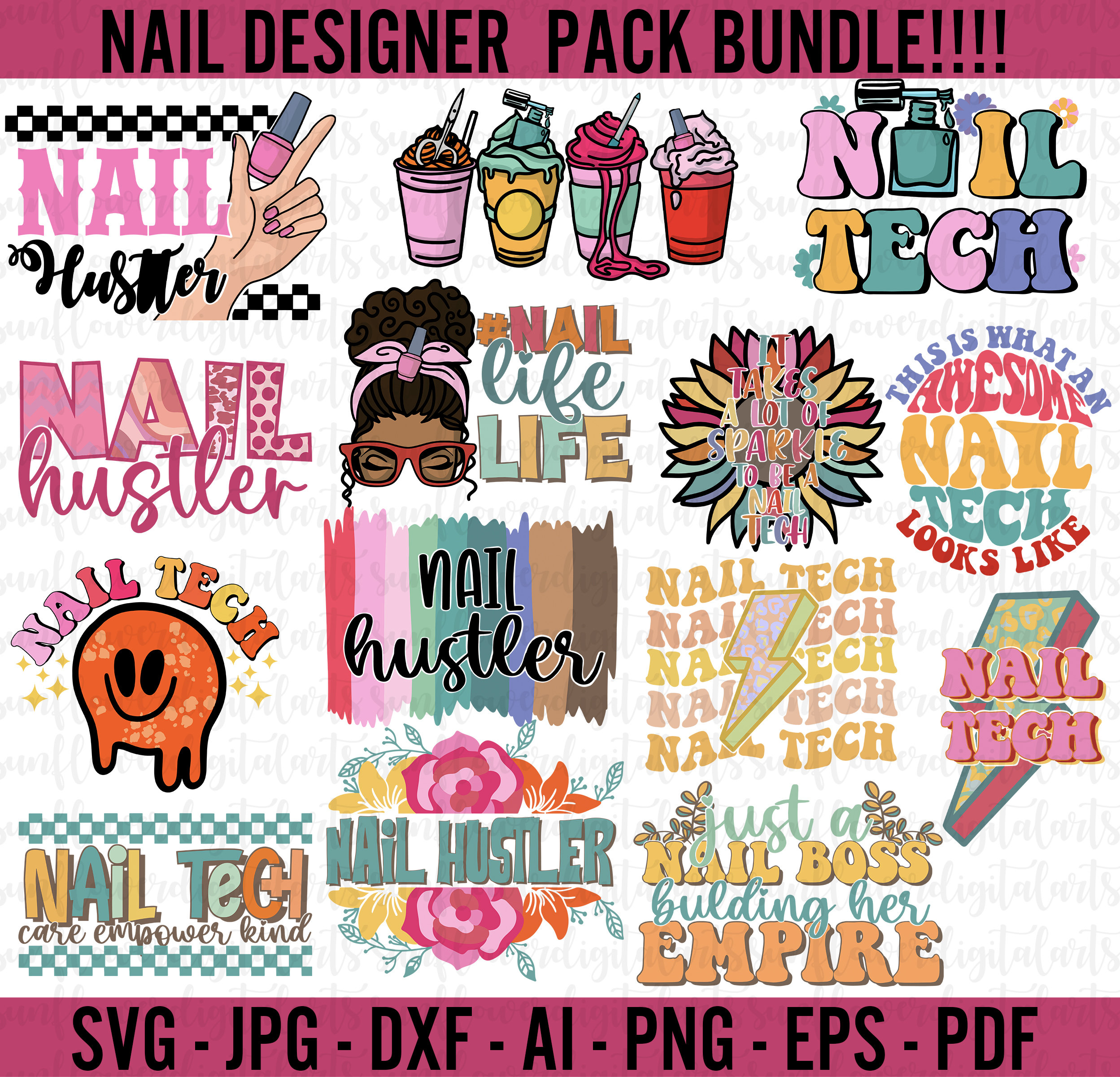 Nail Tech Svg Png Bundle,nail Hustler Svg, Nail Tech Life Svg, Nail ...
