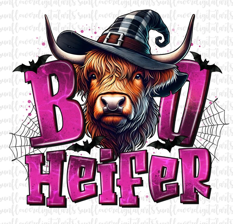 Boo Heifer Png, Highland Cow Png,halloween Png, Trick or Treat Png ...