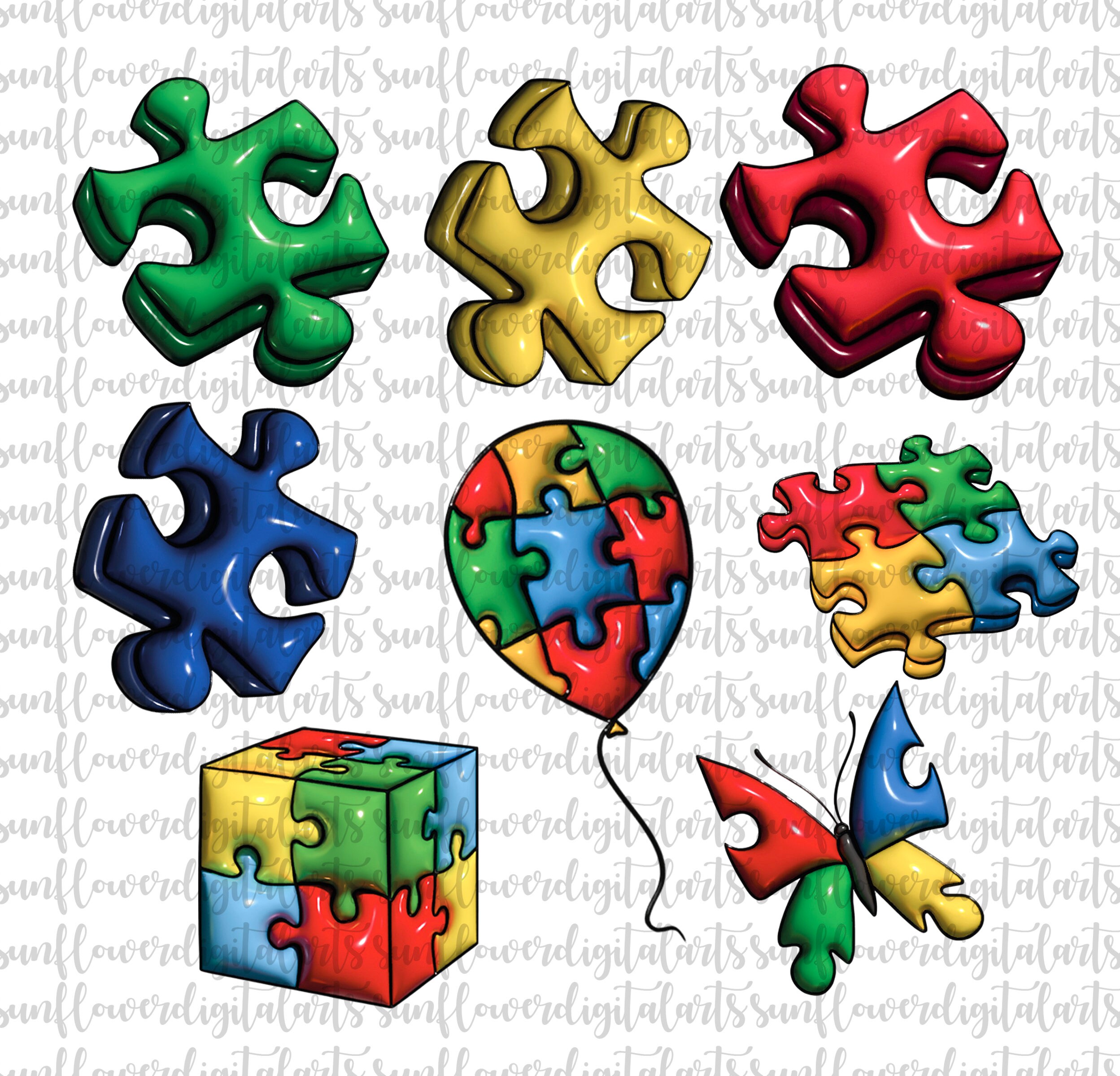 Autism Alphabet Png, 3D Font Inflated Png, Alphabet PNG, Handwritten ...