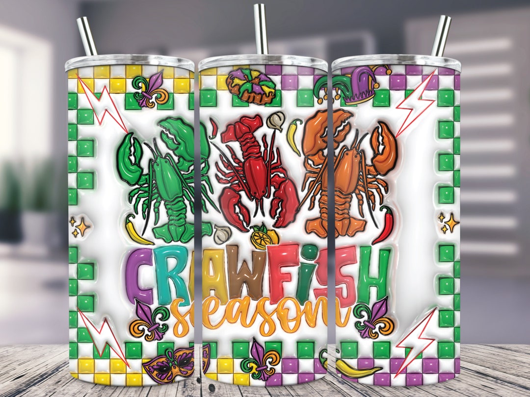 Crawfish Season 3D Inflated Tumbler Png, Crawfish Design, Mardi Gras, 20 Oz Tumbler Sublimation ...