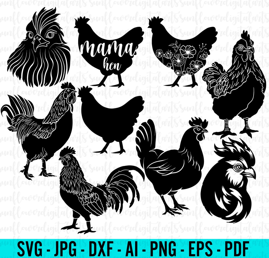 Chicken Svg Bundle Hand Drawn, Chicken Svg, Rooster Svg, Chicken Svg ...