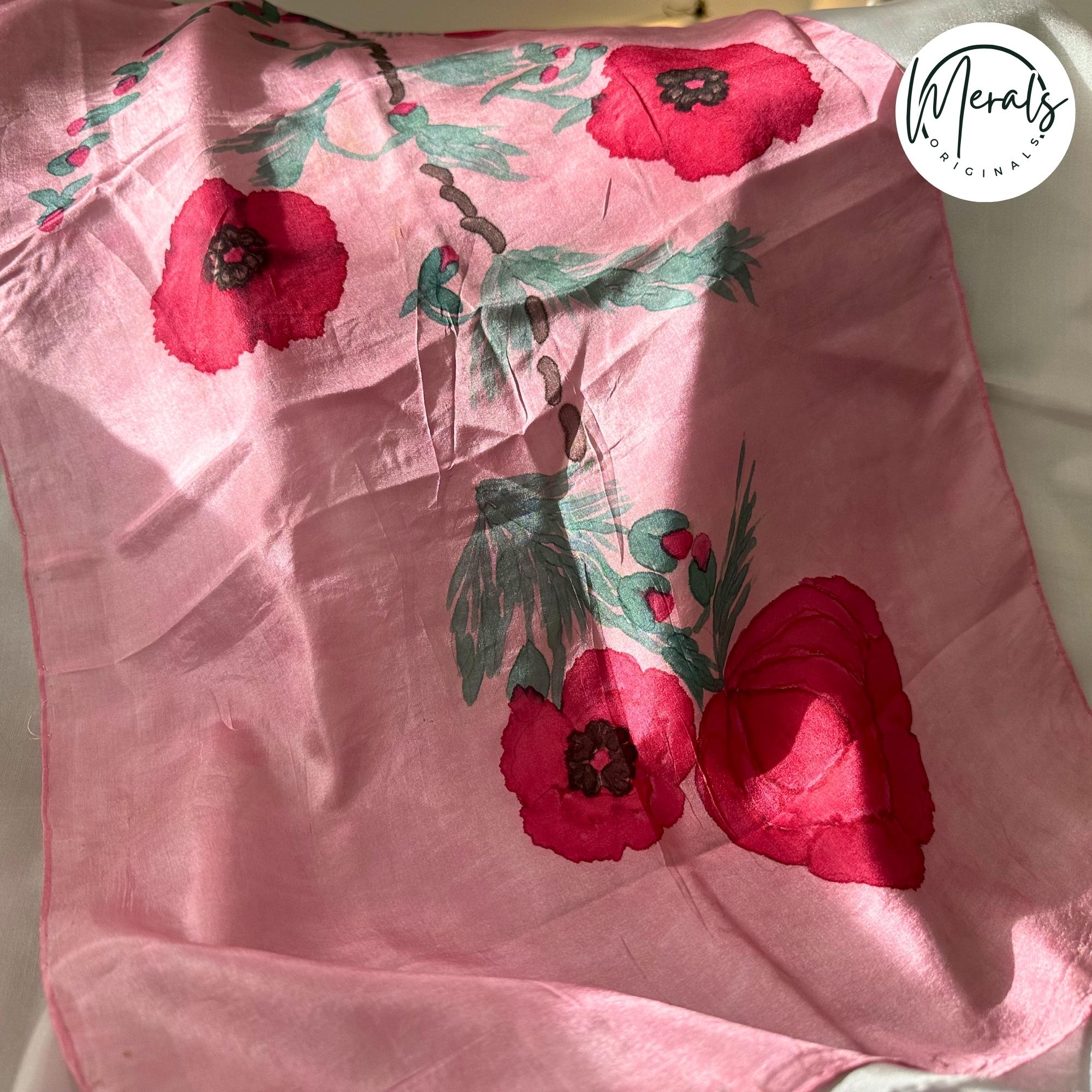 Personalised Birth Flower Scarf | August Poppy Scarf | Silk Scarf ...
