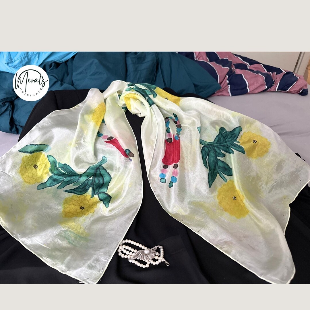 Custom Scarf | Birth Flower Scarf | October Marigold Scarf | Silk Scarf ...