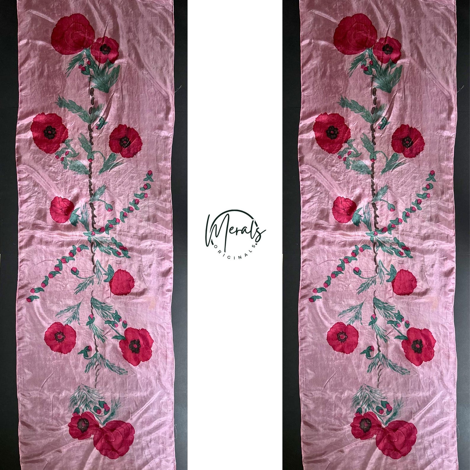 Personalised Birth Flower Scarf | August Poppy Scarf | Silk Scarf ...
