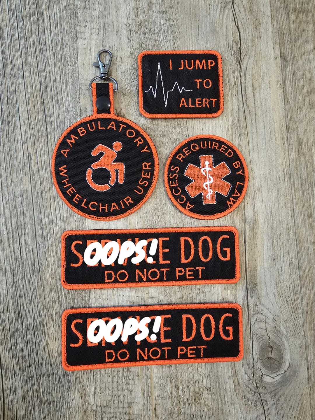 Basic Patch Set Hi-vis Orange Velcro Jump to Alert Access Required by ...