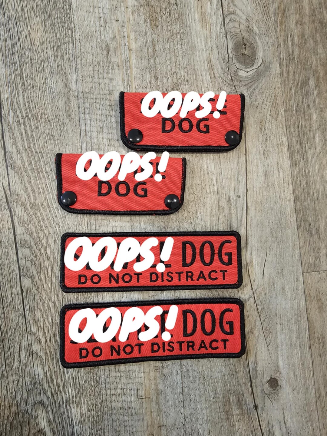Basic Patch Set Bright Red Velcro Backing Patches Felt-lined Mini Leash ...