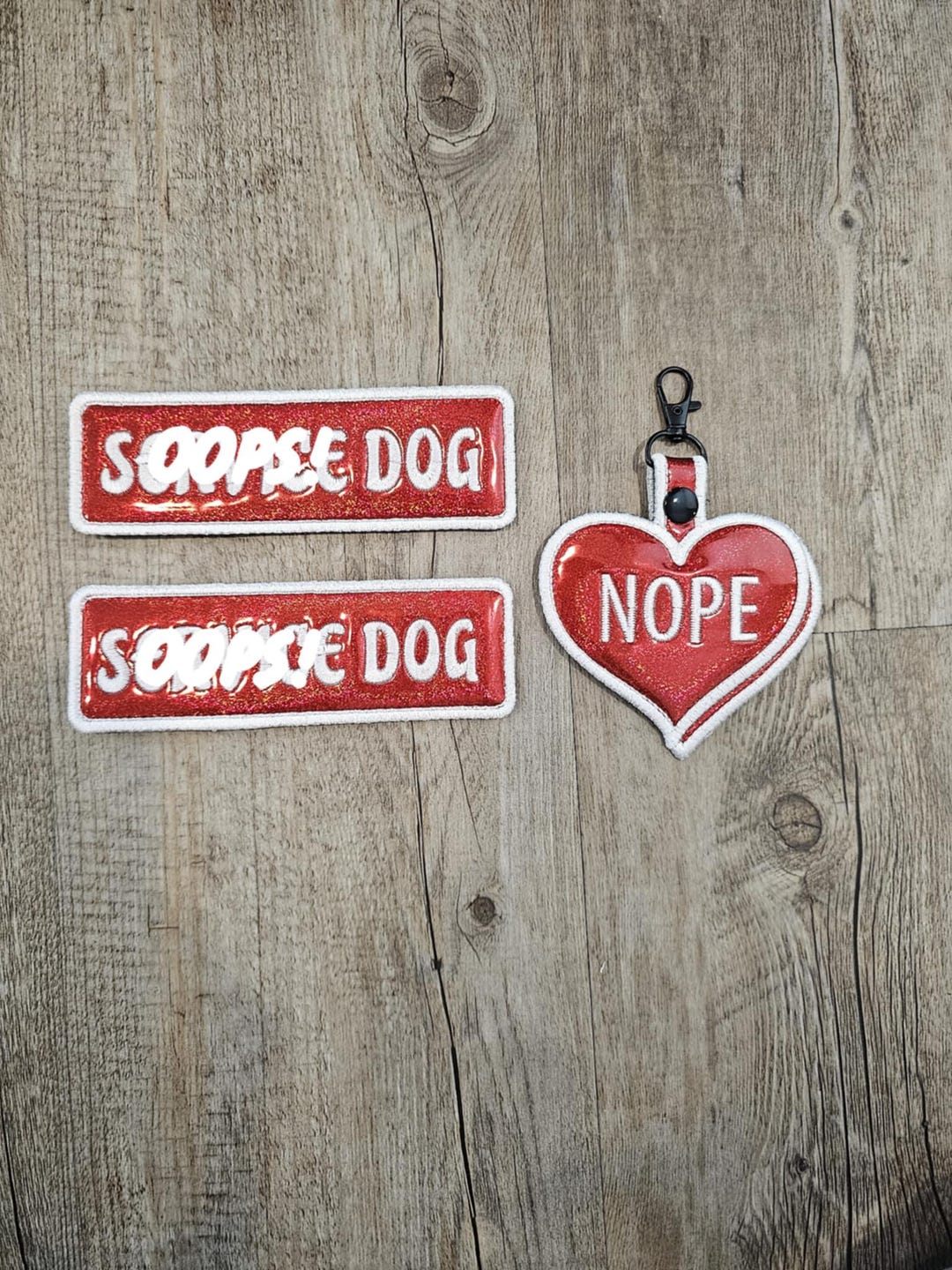 Themed Patch Set Valentine's Day Conversation Heart Inspired Holographic Sparkly Red Vinyl White ...