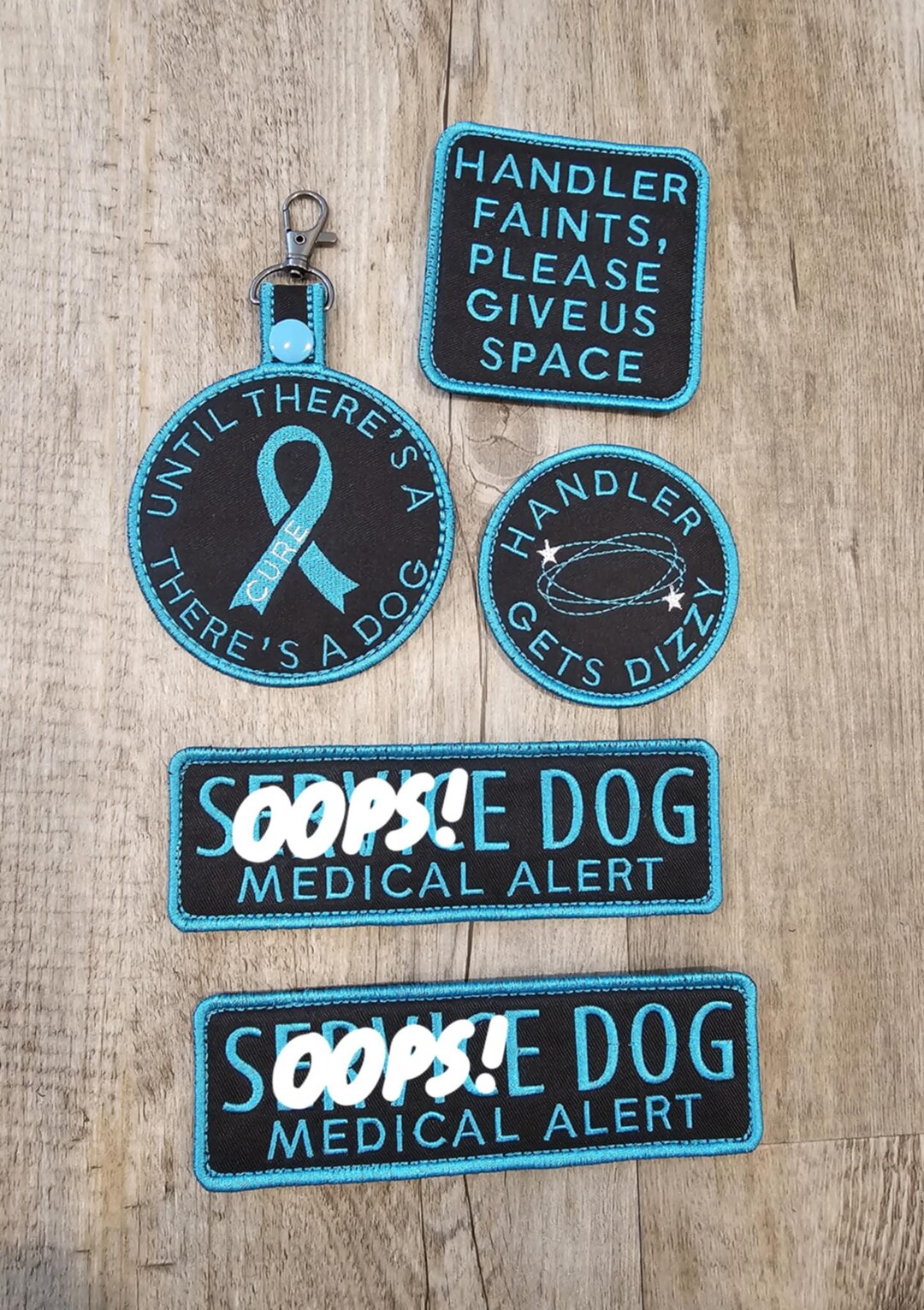 Basic Patch Set Black Canvas Teal Embroidery POTS Dysautonomia Patch ...