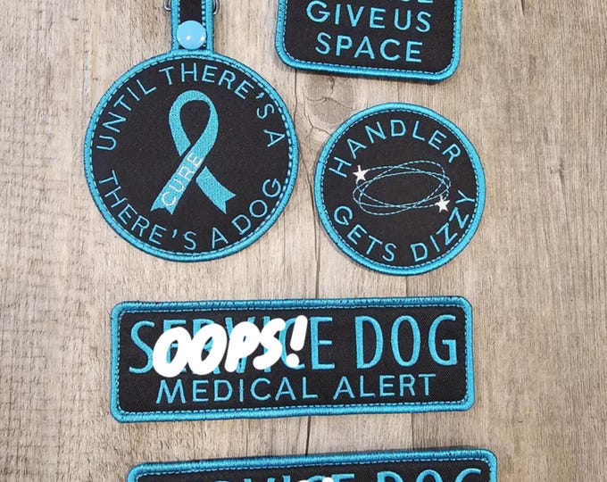 Basic Patch Set Black Canvas Teal Embroidery POTS Dysautonomia Patch ...
