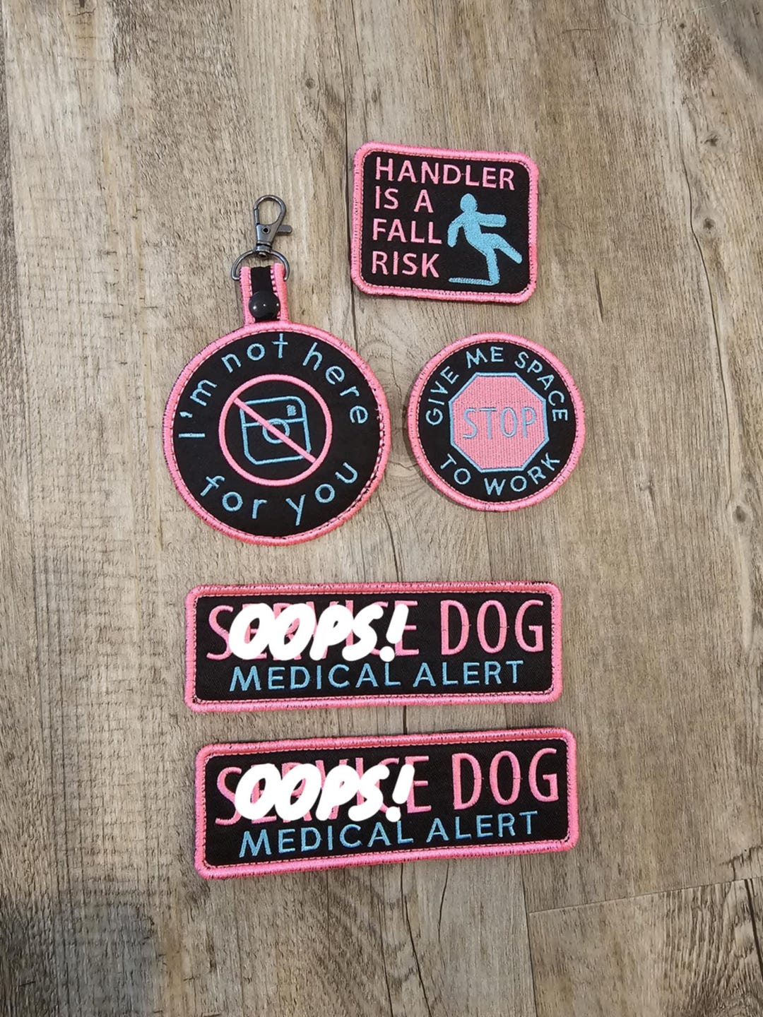 Basic Patch Set Black Neon Blue/pink Embroidery Velcro Dizzy Handler ...
