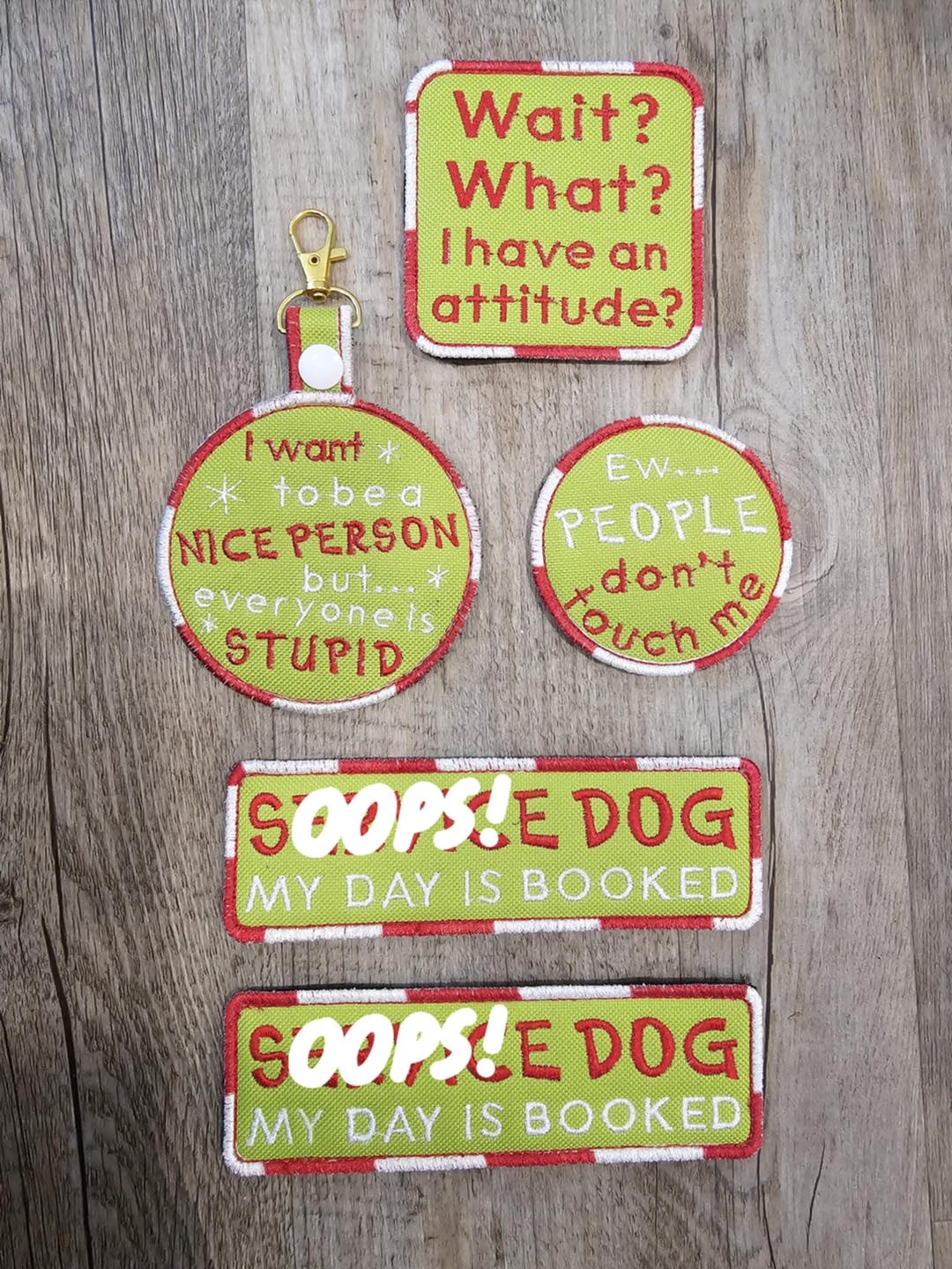 Basic Patch Set Grinch Green Red and White Embroidery Seasonal Fun ...