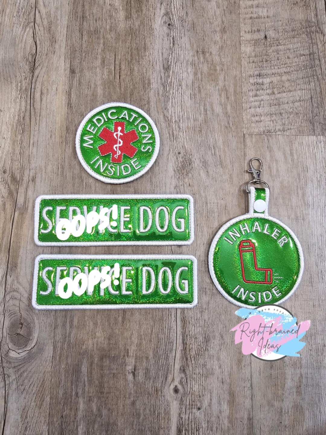 Four-piece Set Holographic Sparkle Green Vinyl White Red Embroidery ...