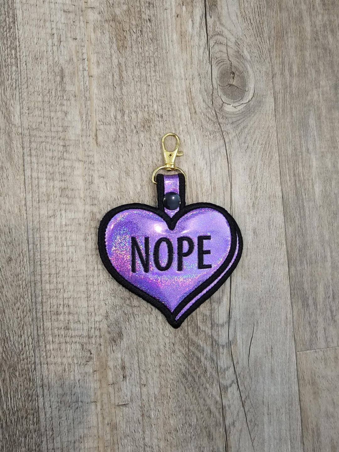 Themed Patch Tab Valentine's Day Conversation Heart Inspired Holographic Sparkly Light Purple ...