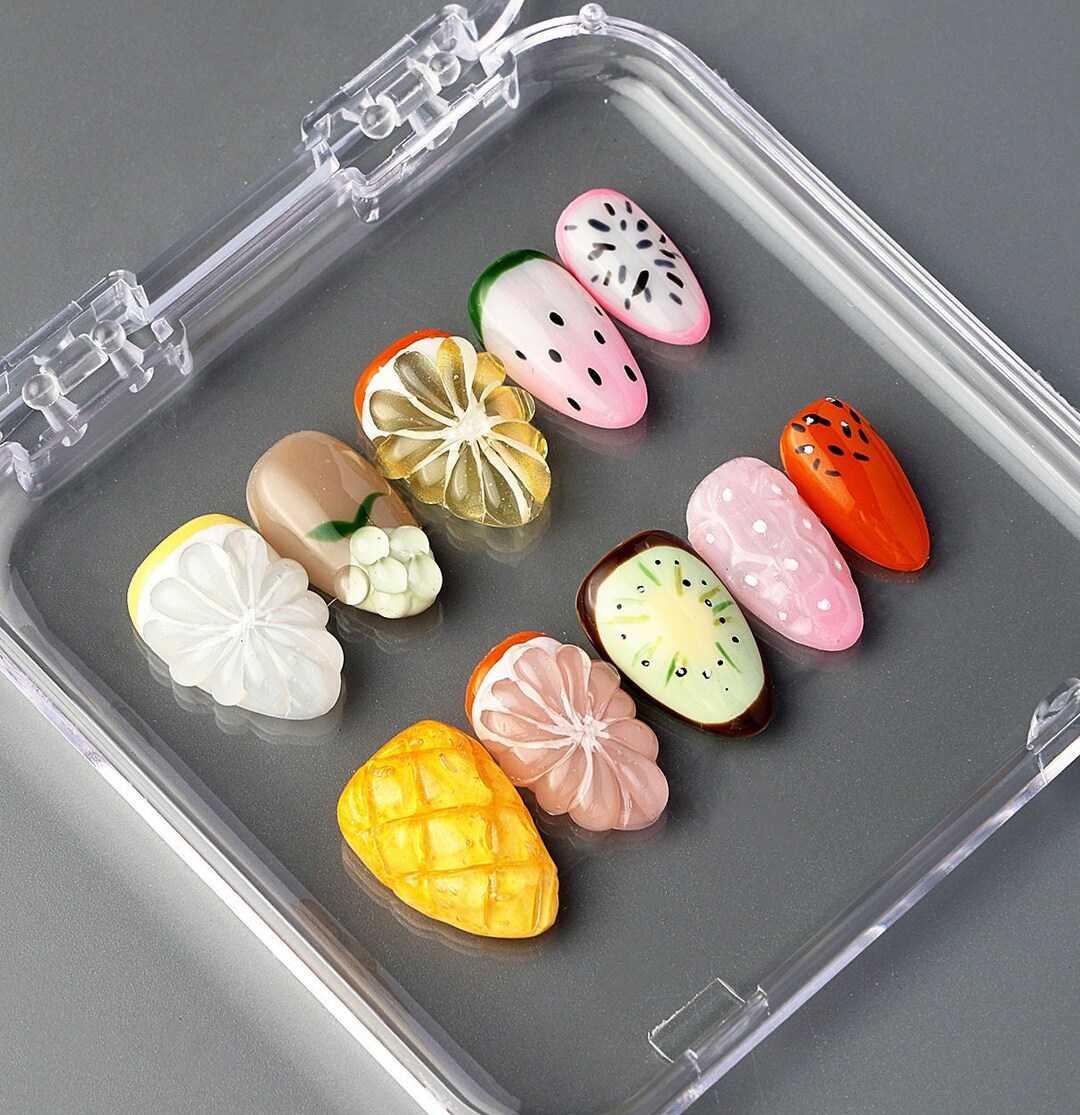 Fruit/summer/cute/handmade Nails, Colorful Gel Free Style Short Almond ...