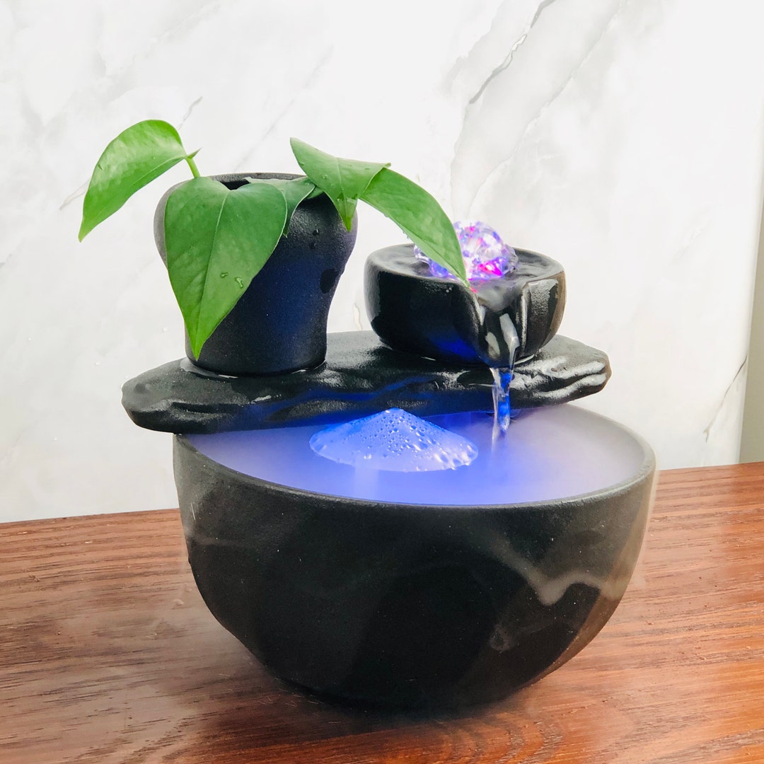 3 Colours Kiln Clay Made, Flow Ball Ceramic Tabletop Water Fountain ...