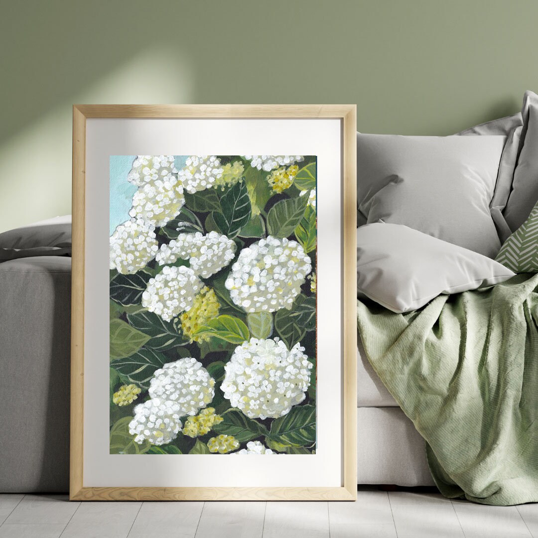 White Hydrangea Art Print - Etsy