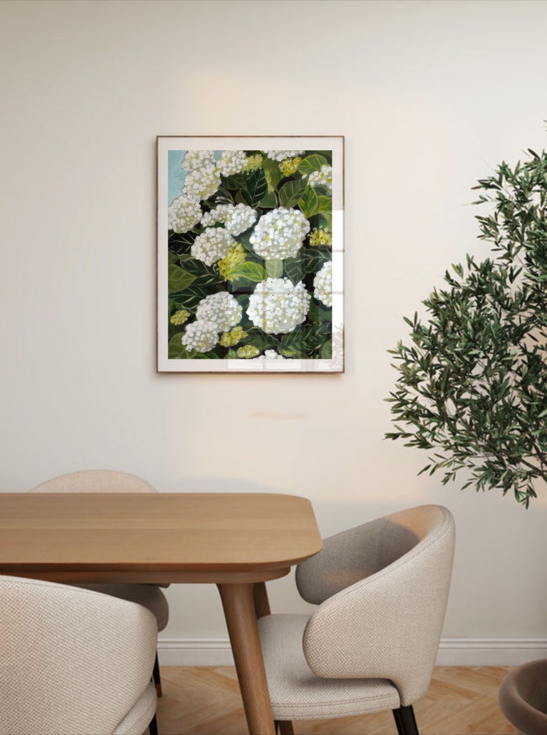 White Hydrangea Art Print - Etsy