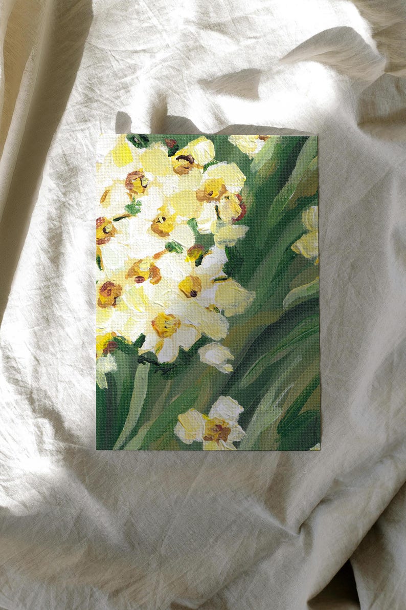 Abstract Daffodil Unframed Art Print - Abstract Floral Painting ...