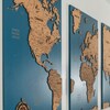 World Map Push Pin Modern Wall Art, Wooden Oak or Cork World Map on ...