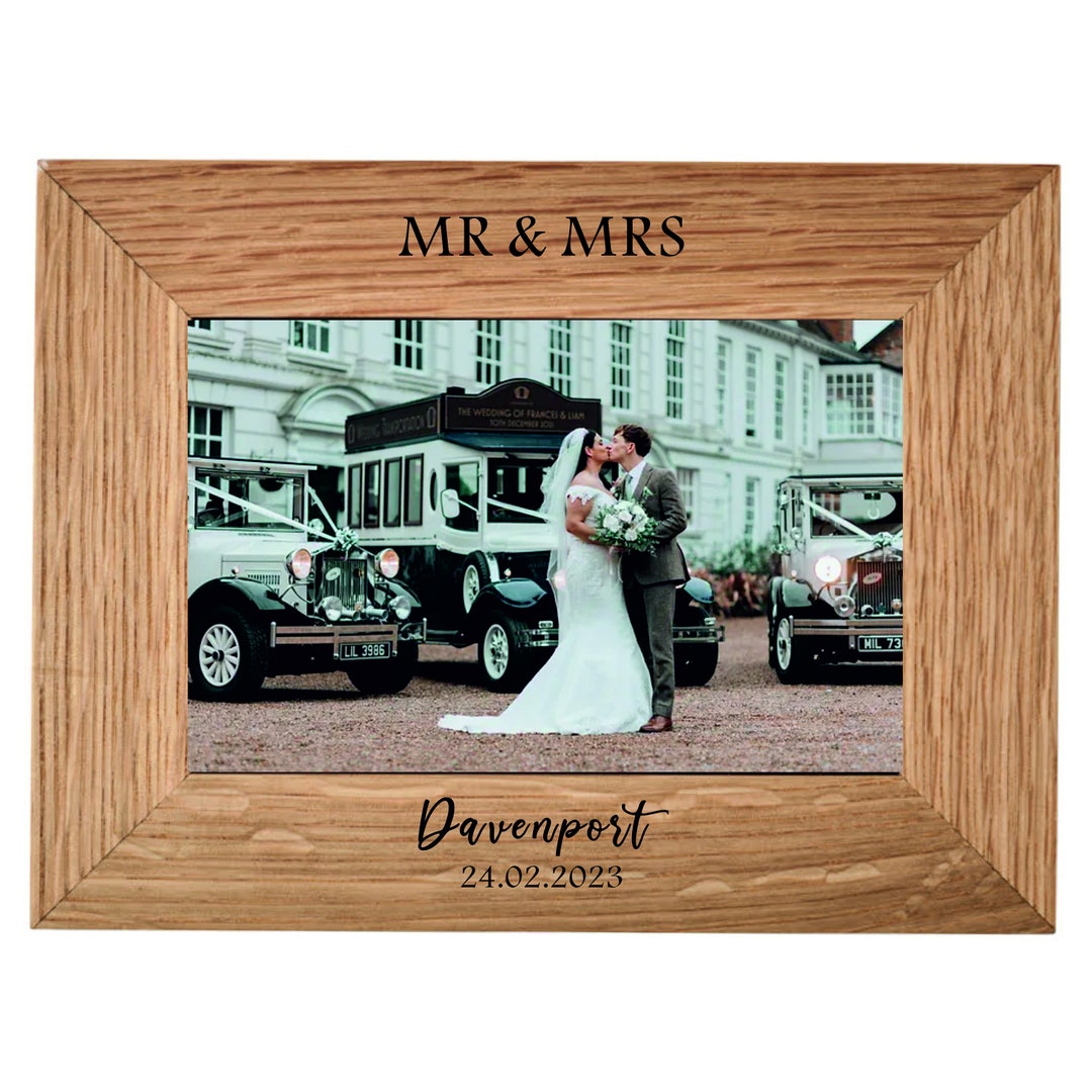 Personalised Oak Finished Custom Photo Frame Add Your Own Text Birthday ...