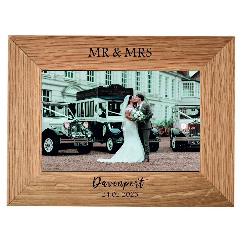Personalised Oak Finished Custom Photo Frame Add Your Own Text Birthday ...