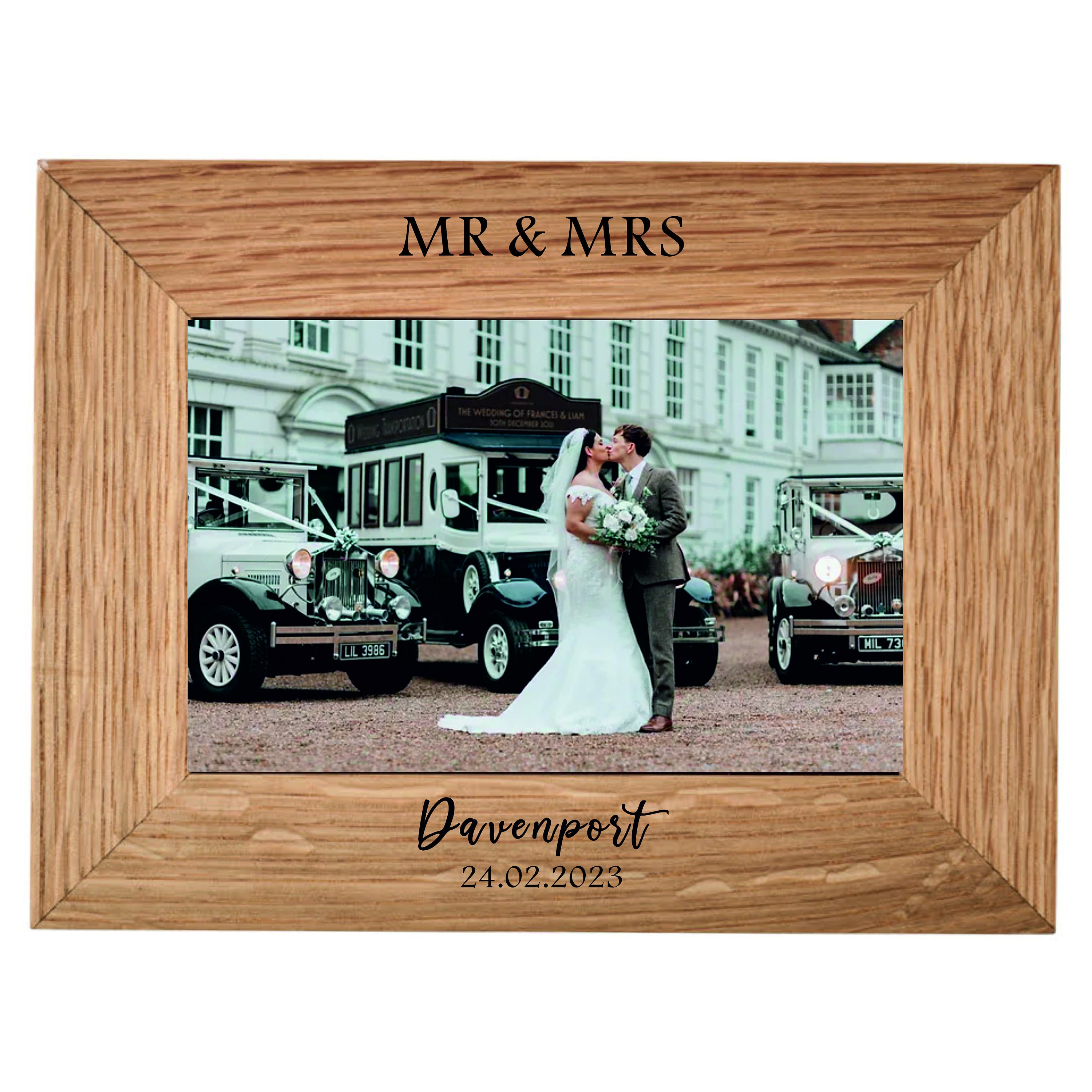 Personalised Oak Finished Custom Photo Frame Add Your Own Text Birthday ...
