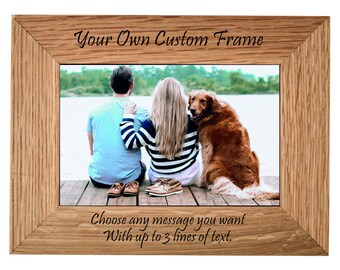 Personalised Custom Oak Finished Photo Frame Add Your Own Text Birthday ...