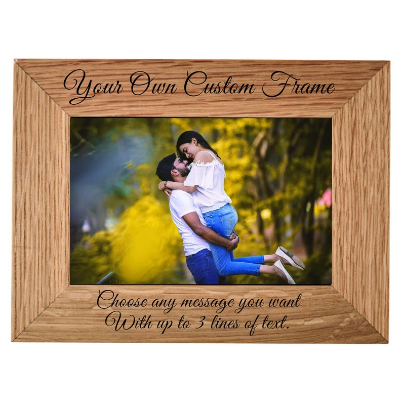 Personalised Oak Finished Custom Photo Frame Add Your Own Text Birthday ...