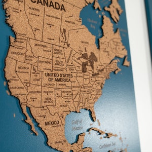 Cork Push Pin World Map Wall Art, Cork Board Map Wooden Oak Wood Travel ...