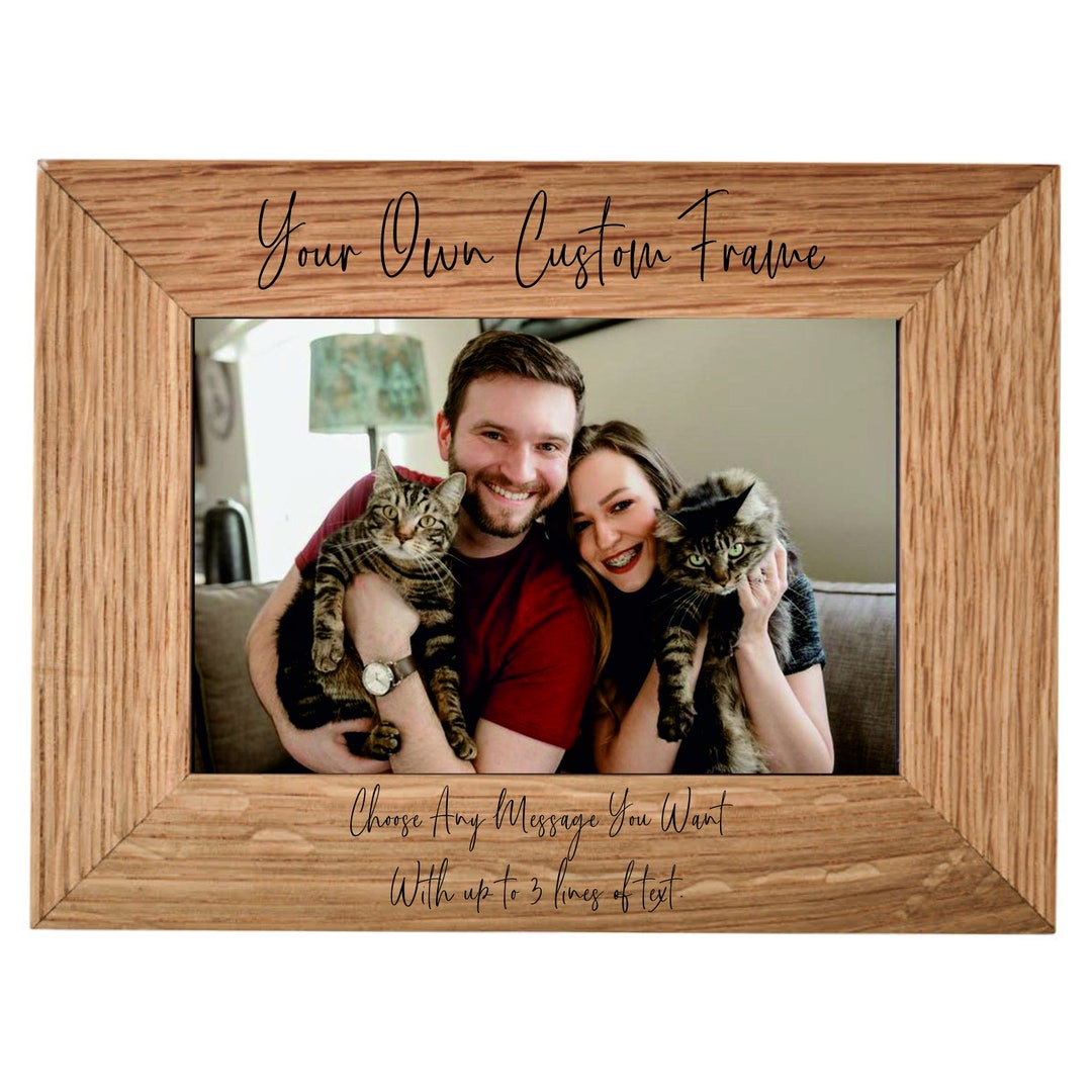 Personalised Oak Finished Custom Photo Frame Add Your Own Text Birthday ...
