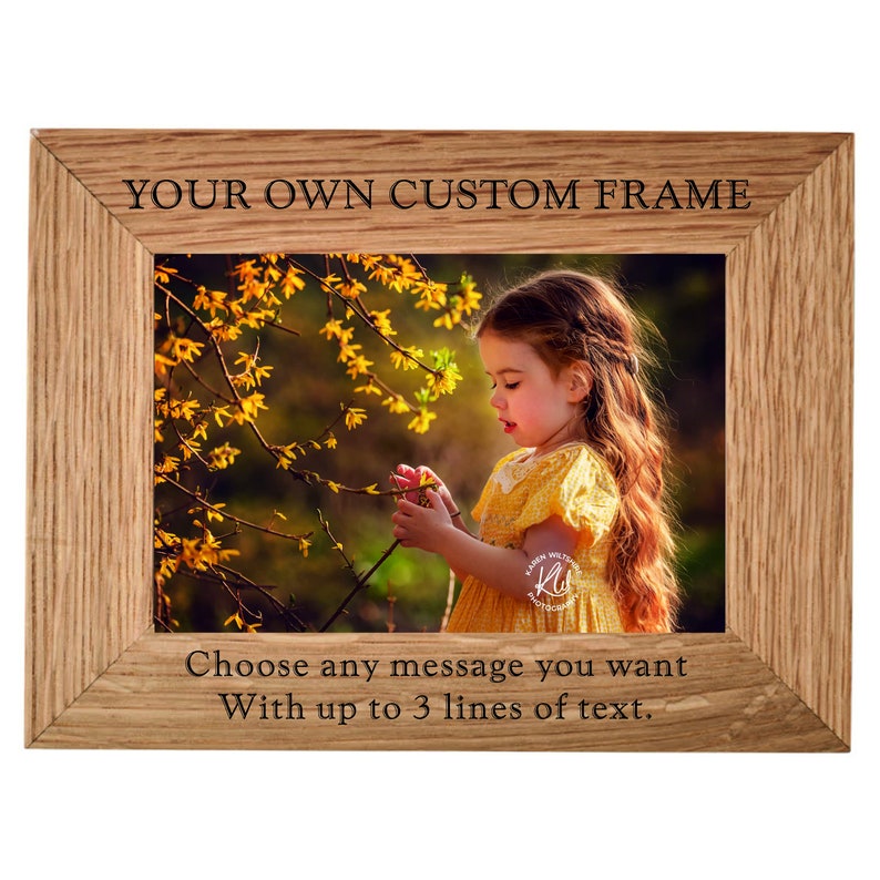 Personalised Oak Finished Custom Photo Frame Add Your Own Text Birthday ...