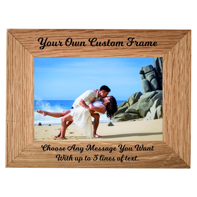 Personalised Oak Finished Custom Photo Frame Add Your Own Text Birthday ...