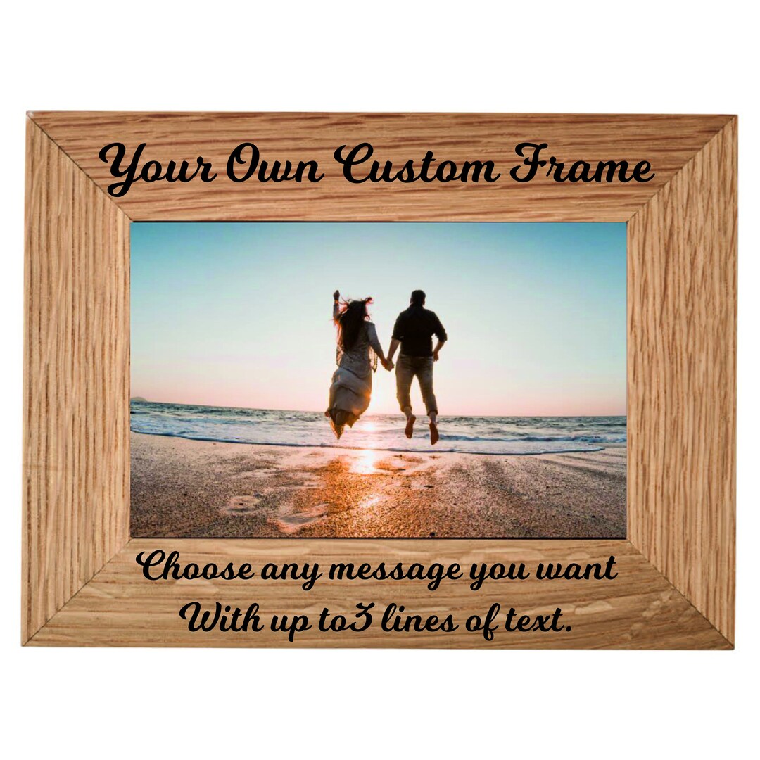 Personalised Oak Finished Custom Photo Frame Add Your Own Text Birthday ...