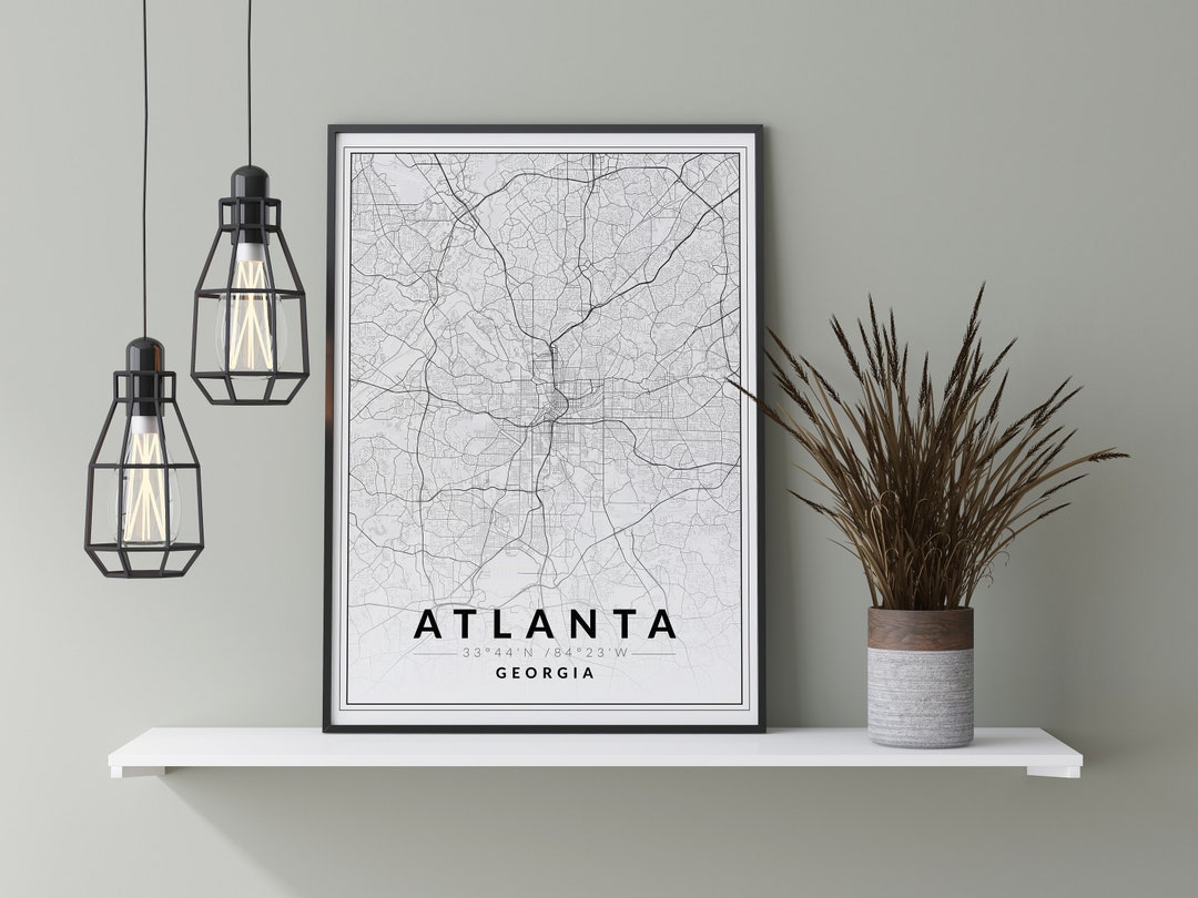 Atlanta Map Print, US Map, Atlanta Poster, Printable Map, Modern Map ...
