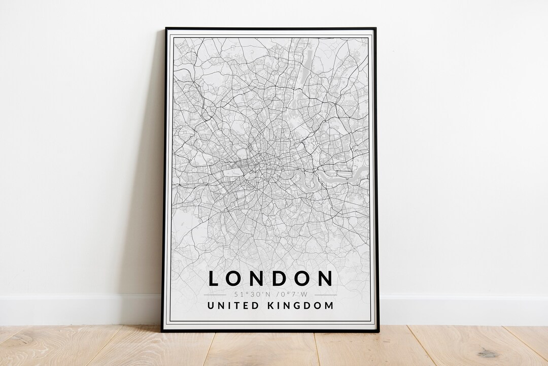 London Map Print, UK Map, London City Poster, London Street Map Print ...